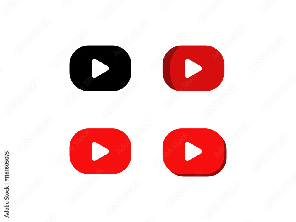 YouTube logo play button icon vector set Stock Vector | Adobe Stock
