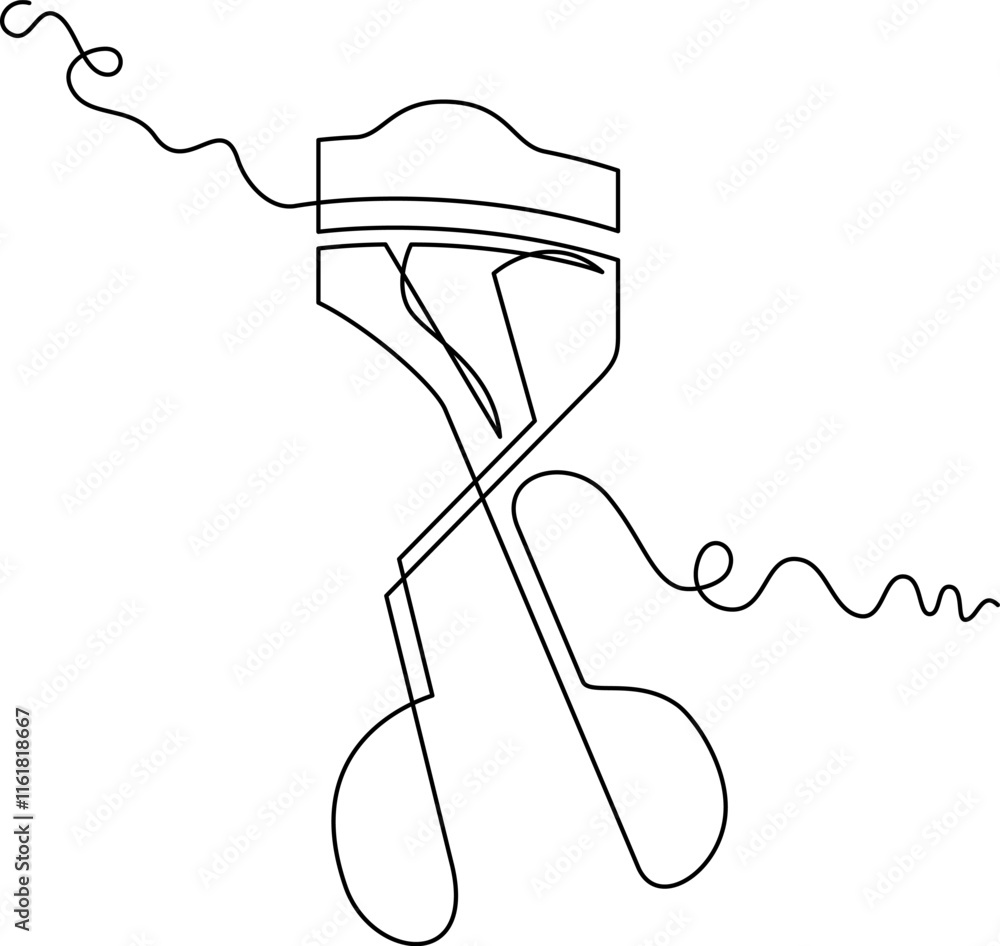 one line art eyelash curler vector illustration. line art, one continuous line, simple, hand ...