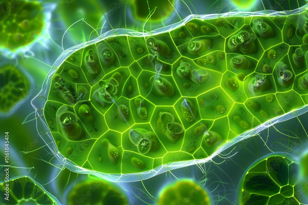 Abstract photosynthesis molecular diagram cell plant under the ...