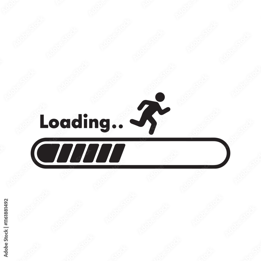 Fast Loading Icon with a Running Figure. A simple, black and white ...