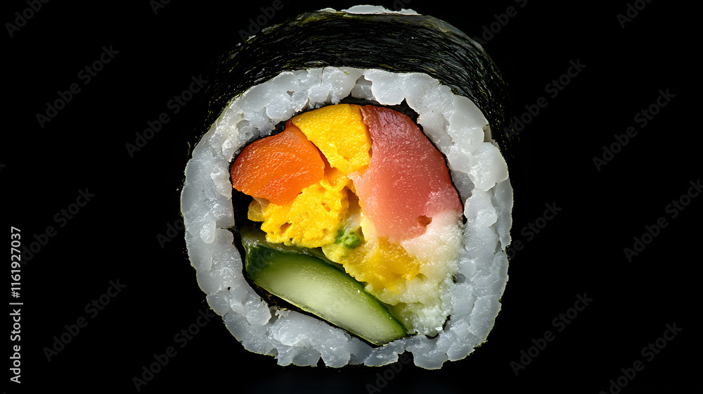 Sushi Delight: A vibrant cross-section of a maki roll, showcasing ...