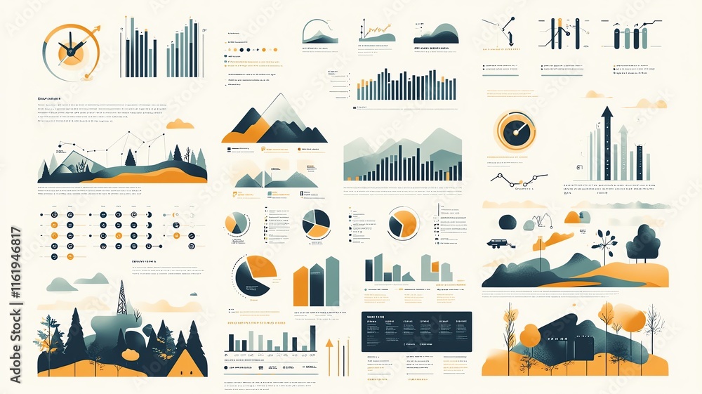 Stylish data visualization templates and charts. Stock Photo | Adobe Stock