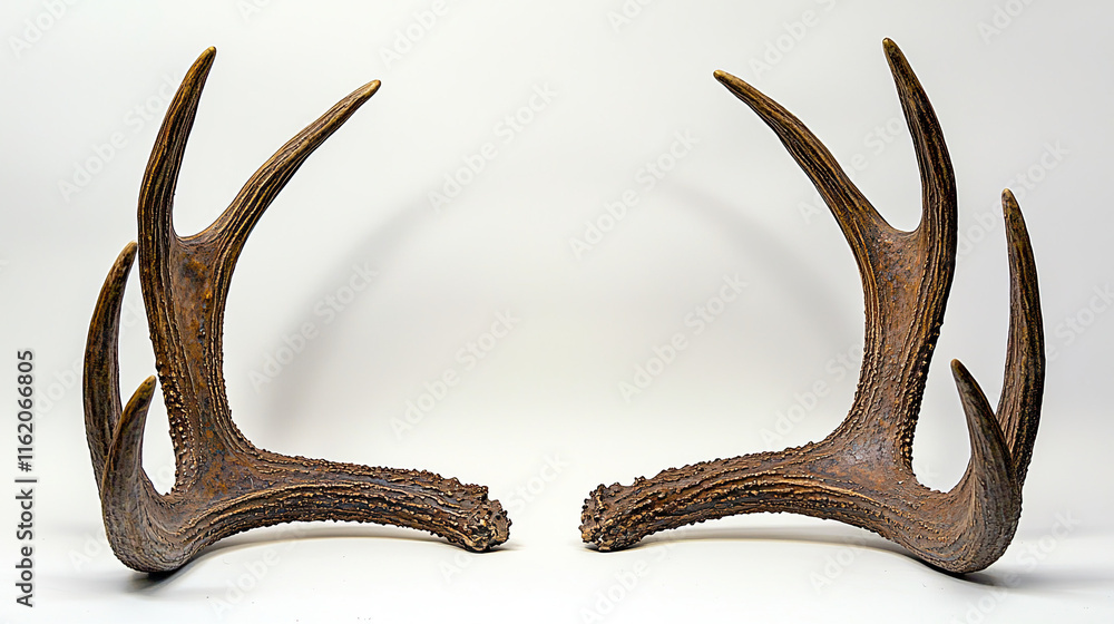 Large Deer Antlers Isolated on White Background, Majestic and Detailed ...