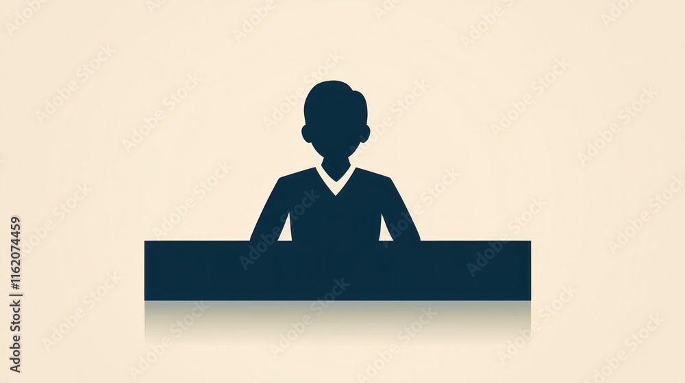 Receptionist icon designed with a friendly figure behind a desk ...