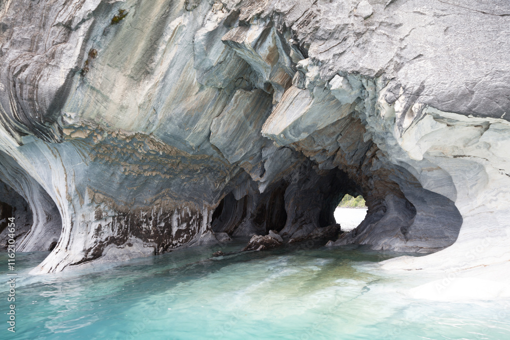 Patagonia Marble Cathedral, formation of limestone sedimentary rock ...