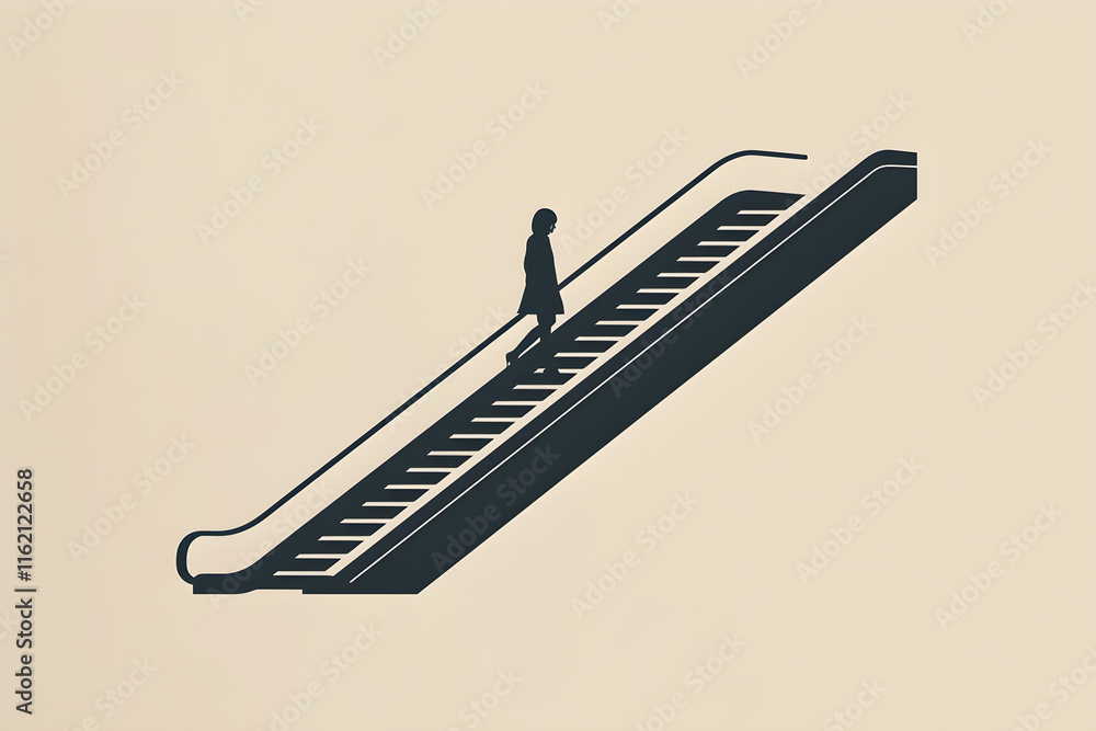 Minimalist Escalator Symbol Representing Modernity, Convenience, and ...