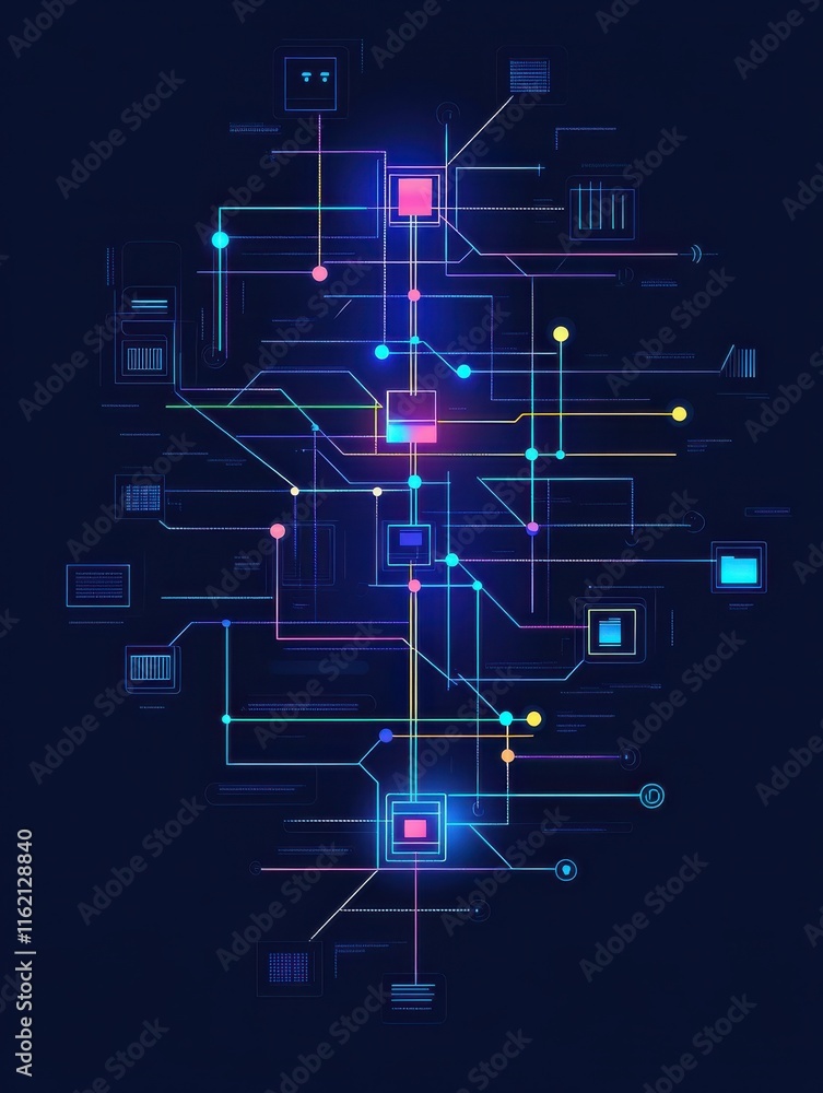 Mind map network diagram. Mindfulness flowchart infographic template ...