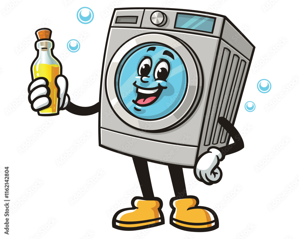 Washing Machine with fragrance, Cartoon Character Mascot Illustration ...