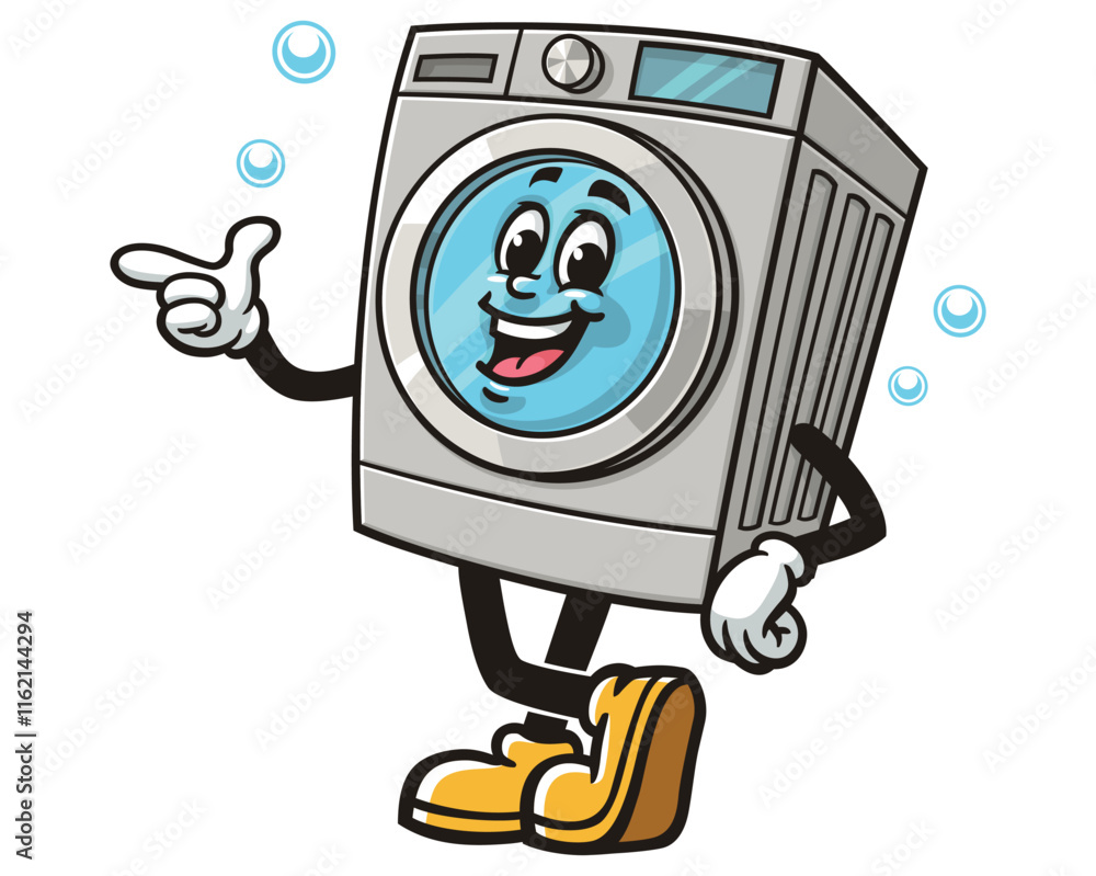 Washing Machine with idea pose, Cartoon Character Mascot Illustration ...