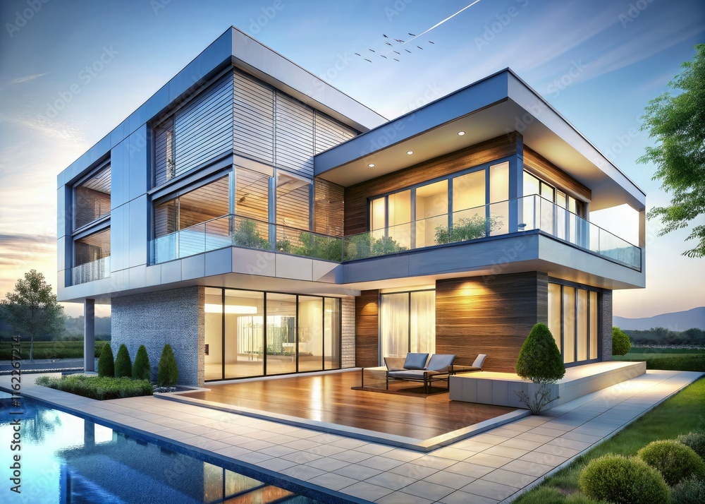 Luxury home design revealed: Modern villa architecture visualized with ...