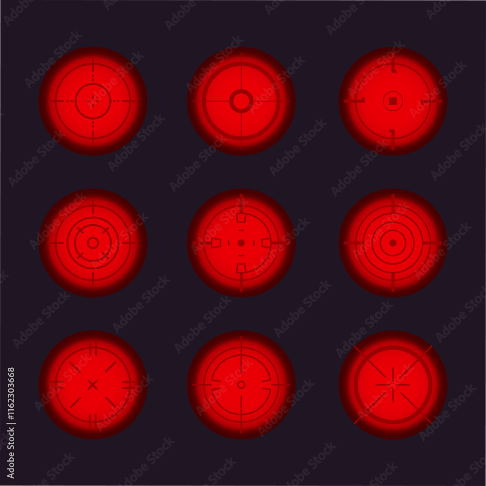 Vector de Stock Weapon sight, sniper rifle optical scope. Hunting gun viewfinder with crosshair ...