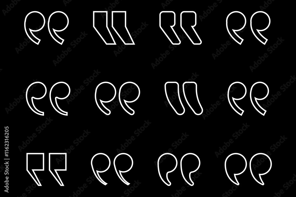 Quotation marks vector collection. Black quotes icon set. Speech mark ...