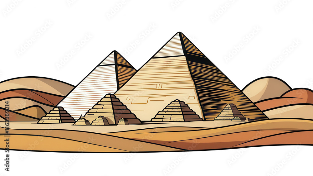Exploring ancient wonders pyramids of giza egypt illustration desert ...