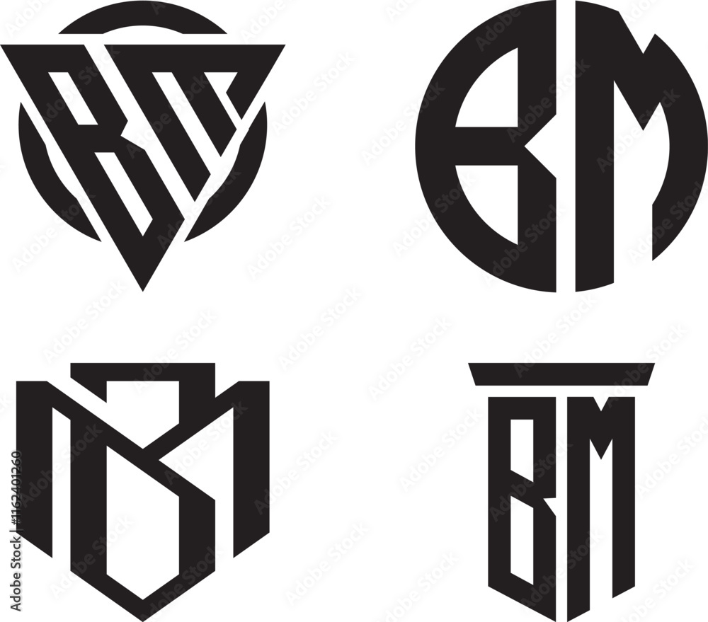 Initial letter BM, MB monogram vector logo design Stock Vector | Adobe Stock