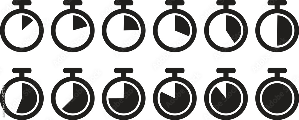 Set of Digital Timer and stopwatch icon. Time clock. Chronometer ...