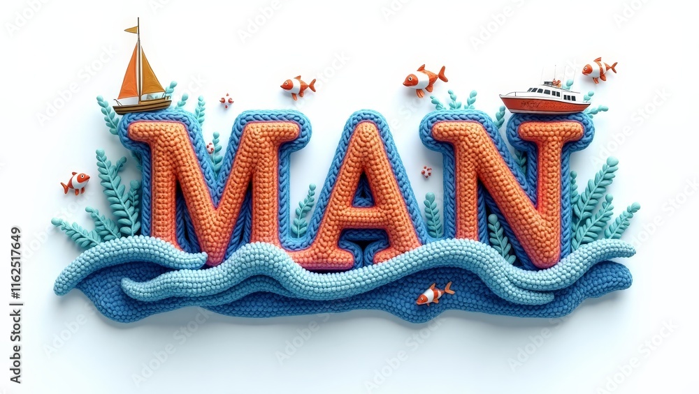 Stylish 3D crochet and embroidery art design of a 'man' toilet sign ...