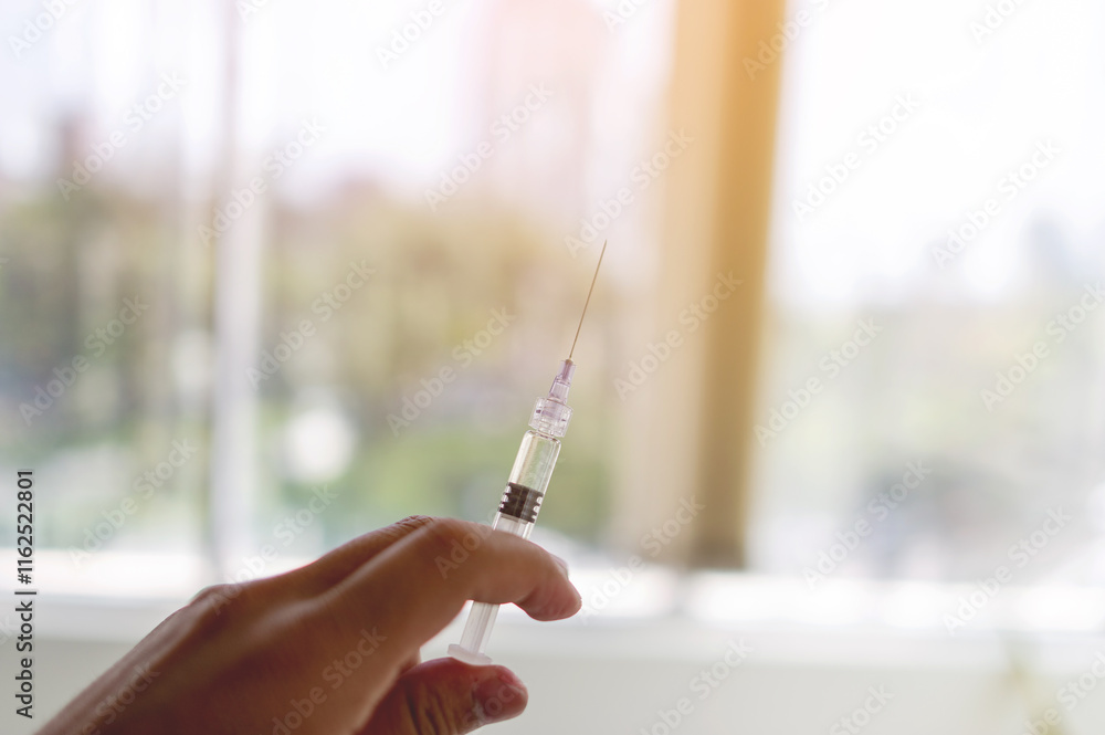 Syringes and medical treatment, vitamin injections, vaccines, medical ...