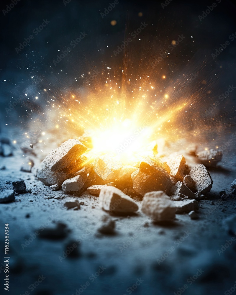 Explosion of Energy Ignites the Remnants of Shattered Concrete in a ...