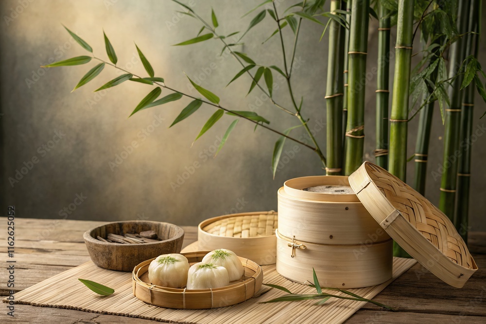 still life with bamboo leaves Lantern Festival, Chinese, Thai flying ...