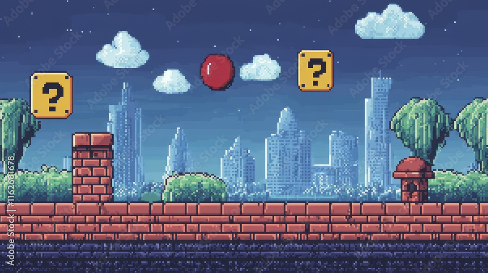 Ilustración de Stock Pixel game frames, borders and info boxes, text ...