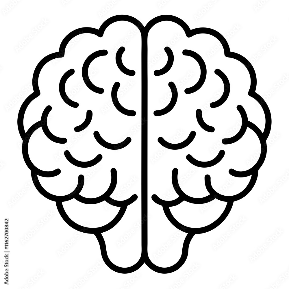 Simplified Brain Symbol in Vector Line Art Stock Vector | Adobe Stock
