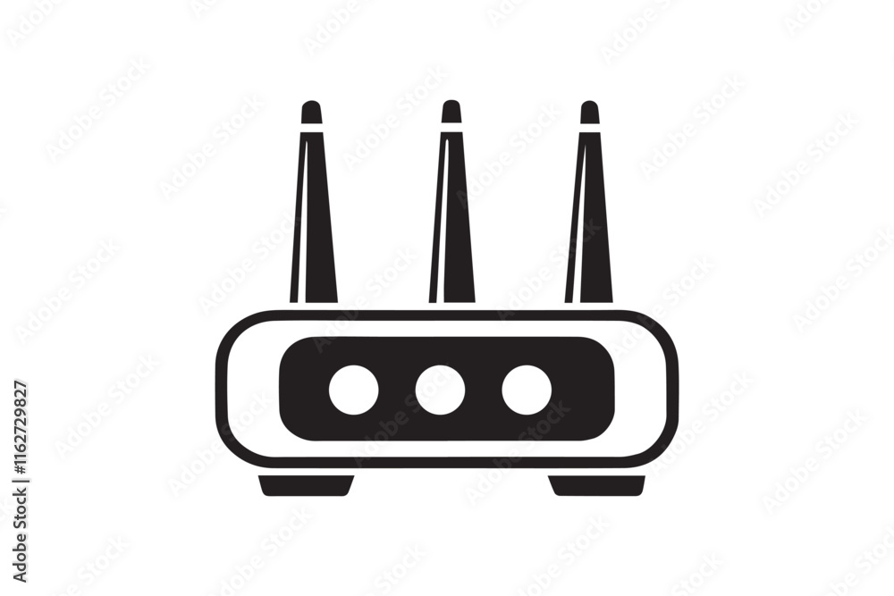 simple black an white wi-fi router vector silhouette isolated on a ...