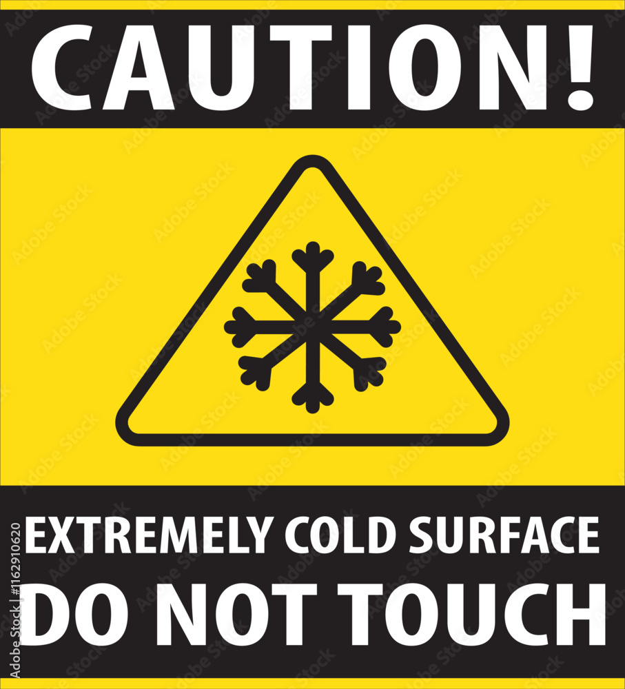 Extremely cold surface do not touch caution sign notice vector.eps ...