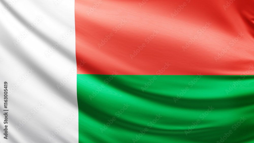 madagascar flag picture, close-up shot of malagasy nation flag, africa ...