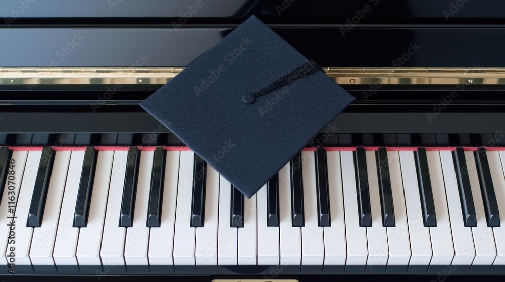 Graduation cap and hat moment, A graduation cap rests on a piano ...