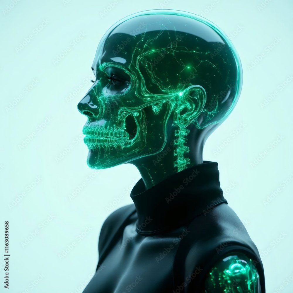 Foto de Stock Mente digital, cuerpo humano Un híbrido de carne y ...