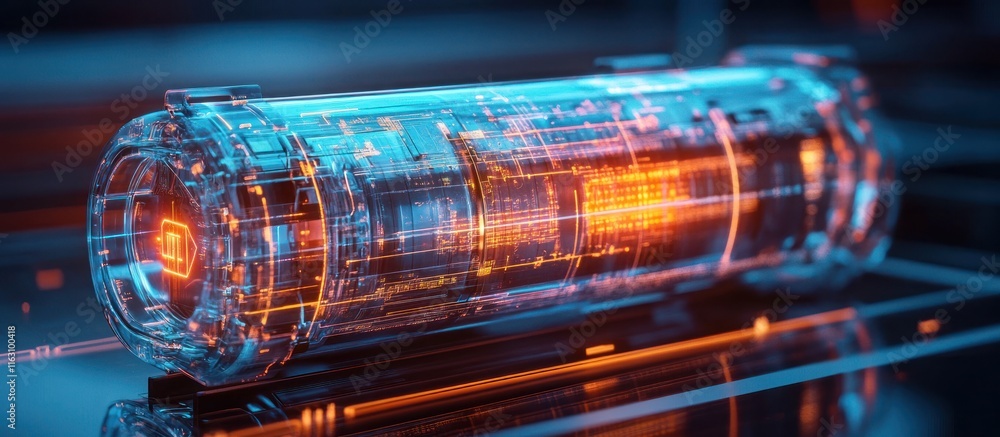 Cross-section view of an advanced electric battery, showing its inner ...