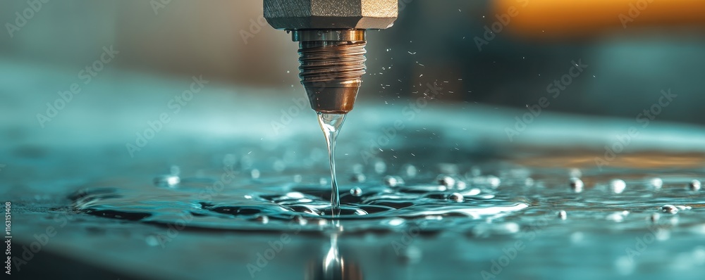 Water Jet Cutting, Precision Fluid Stream Impacting Surface Stock Photo ...