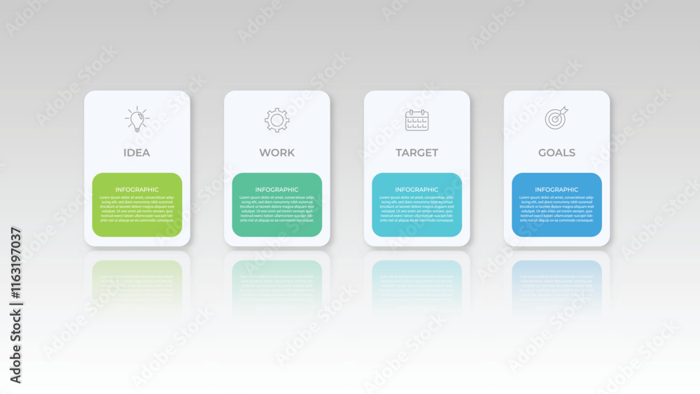 Infographic template. 4 Step timeline journey, Flat simple infographics ...