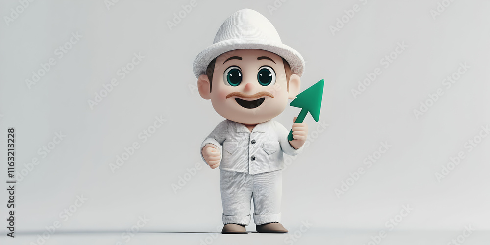 Cartoon Man Holding Up Arrow: Guidance, Direction, Progress, Positive ...
