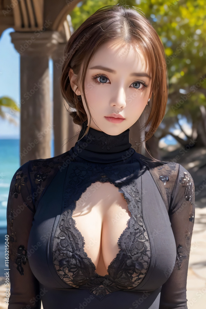 bikini, woman, beach, sea, summer, beauty, Cleavage,japan,korea,water, body, ocean, swimsuit ...