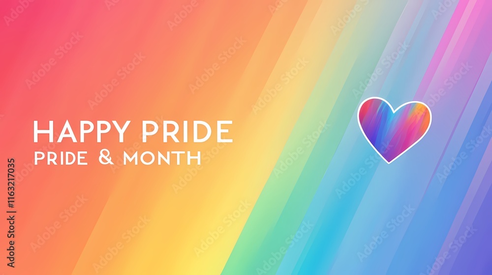 Pride Day themed rainbow gradient background with the text "HAPPY PRIDE ...