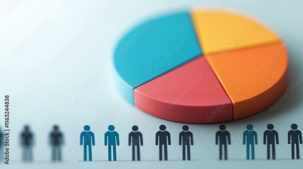 Colorful pie chart and figures representing data visualization and ...
