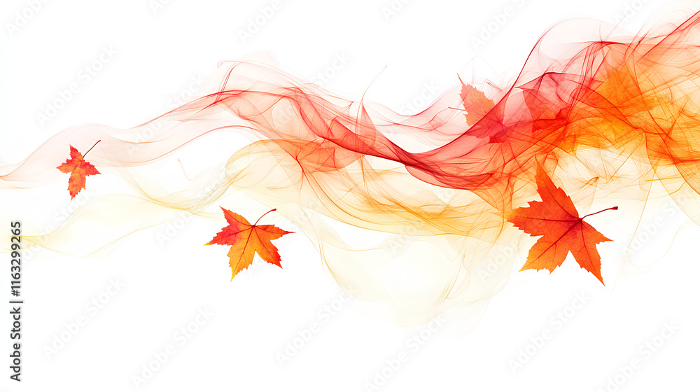 Autumn maple leaves blowing in the air. Movement and natural flow with ...