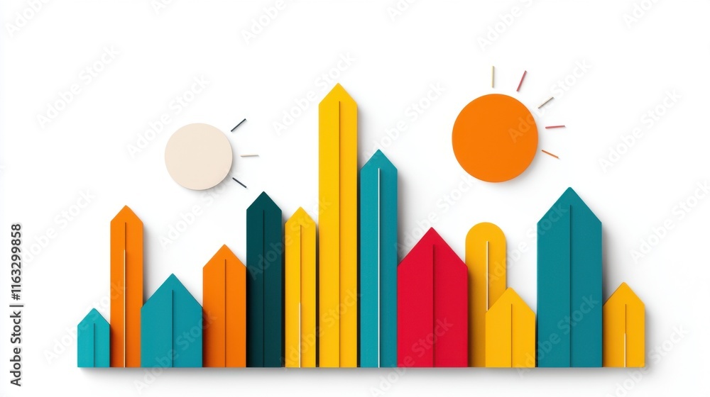 Ilustración de Stock Vibrant Geometric Growth Graph Infographic for ...