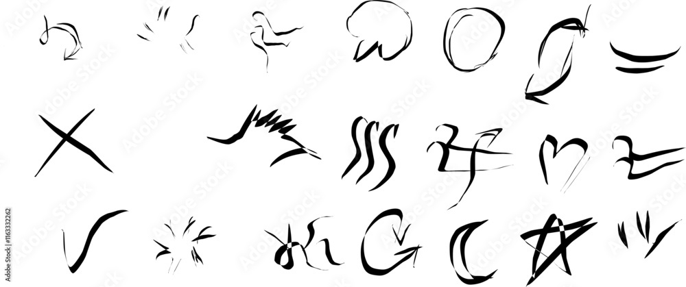 Sketch underline, emphasis, arrow shape set. Hand drawn brush stroke ...