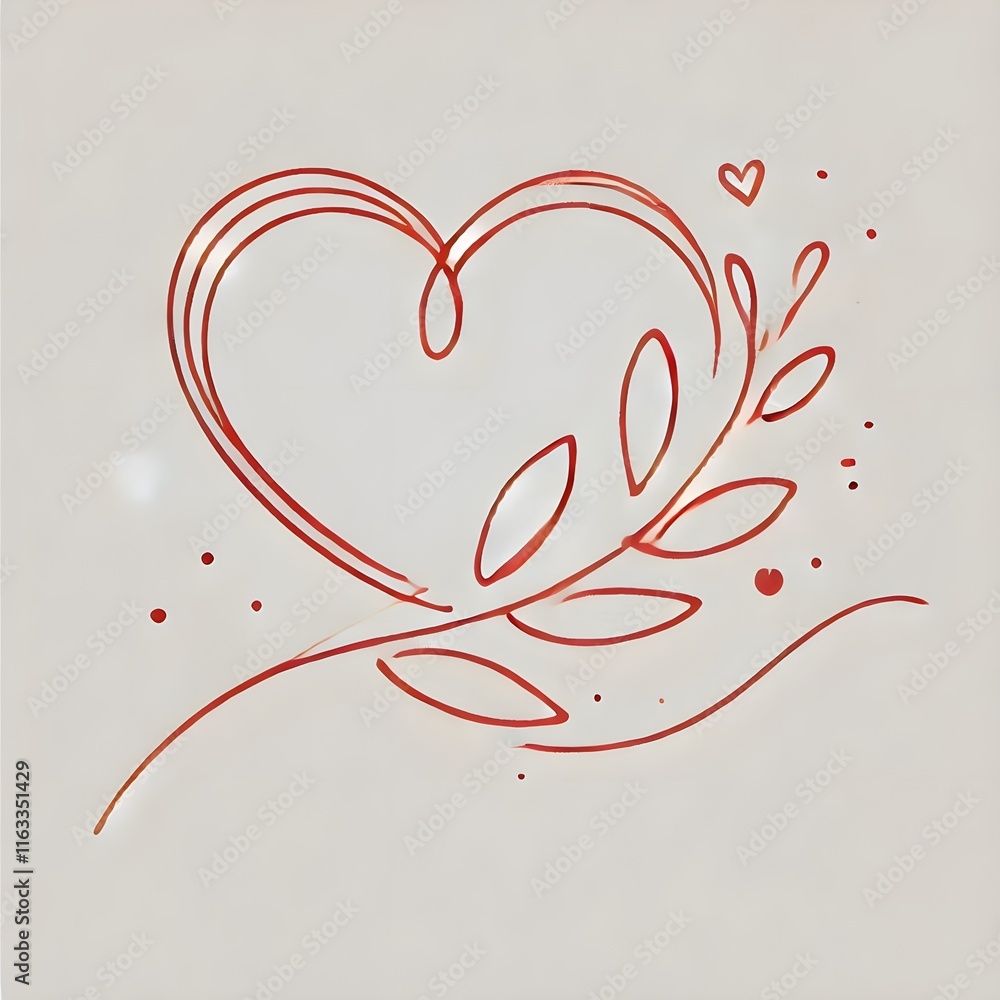 Generative AI, Minimalist heart line art in a continuous one-line ...