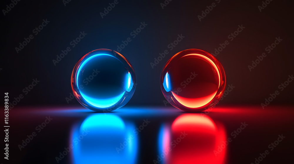 Two glowing orbs, one red and one blue, are shown in the image 4k ...