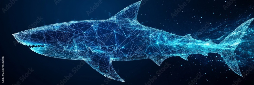Abstract Digital Shark: Network of Lines and Points in the Deep Ocean ...