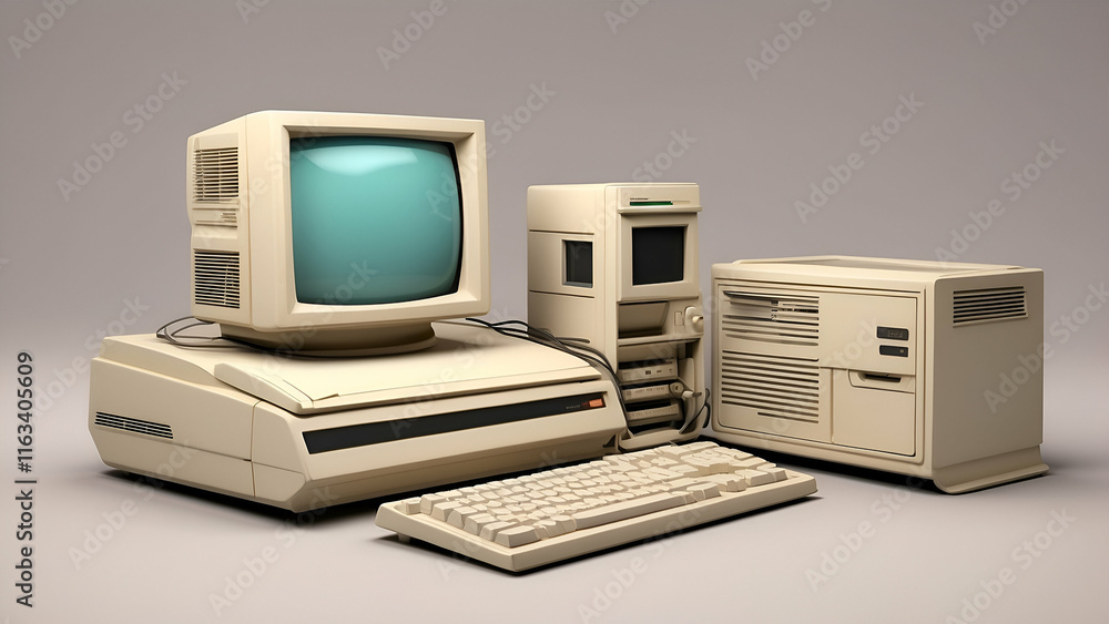 PNG renders old computers. An isolated PNG of a vintage personal ...