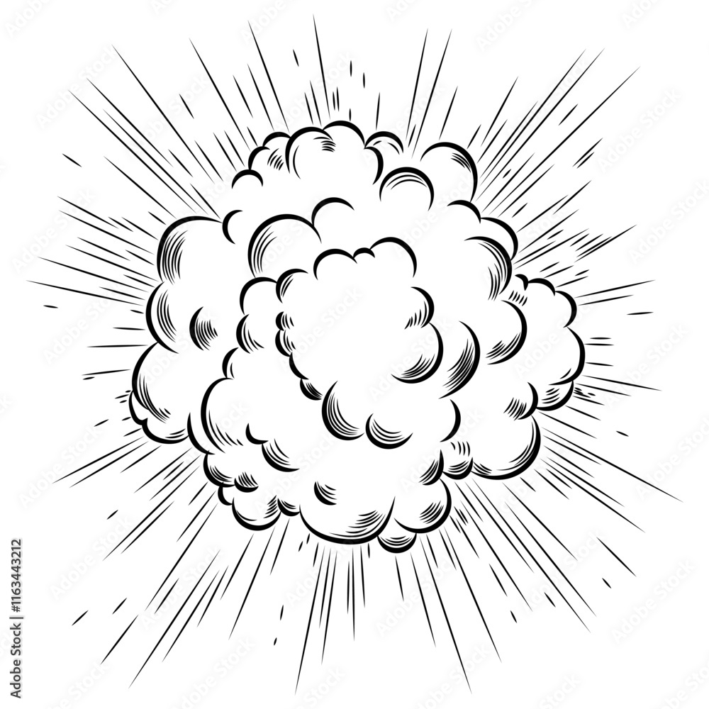 Comic boom effect. Cartoon. Bang and pow splashes. Hand drawn sketch ...