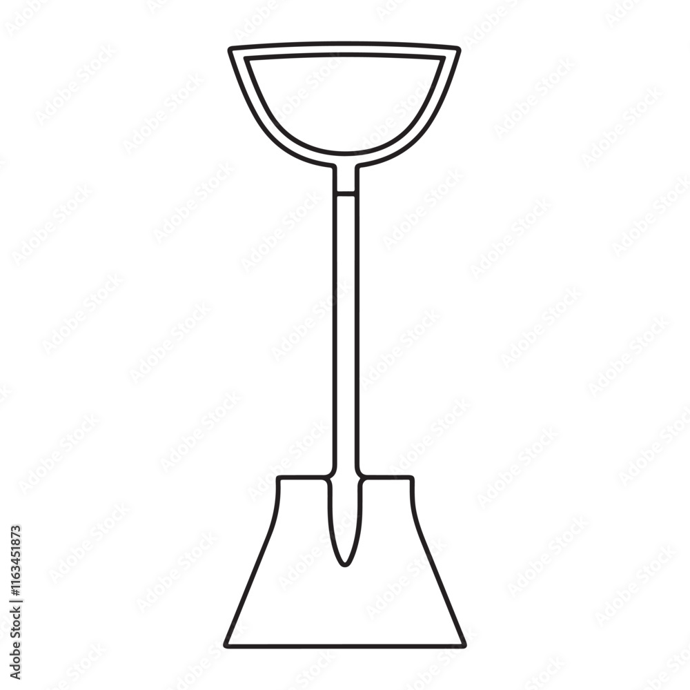 shovel line drawing vector illustration, coloring page design Stock ...