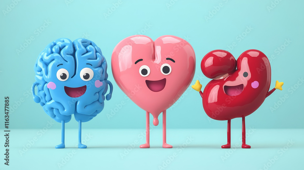 Cartoon human body organ characters, vector funny anatomy personages ...