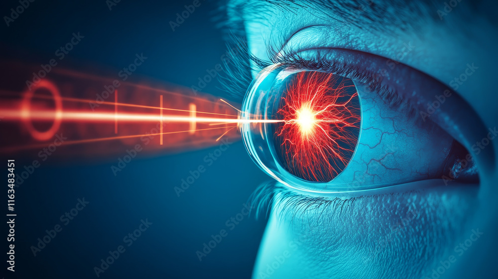 Optometry icons, eye laser surgery, phoropter and ophthalmology ...