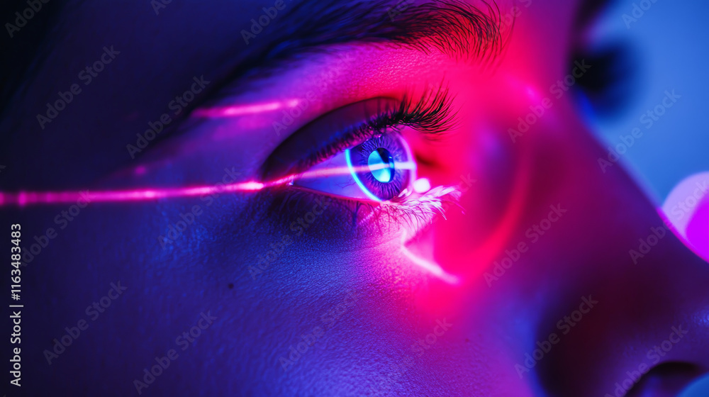 Optometry icons, eye laser surgery, phoropter and ophthalmology ...