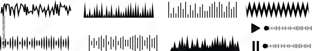 Sound Wave Icon Set Sound Waves Equalizer Audio Waves Radio Signal Music Recording Vector